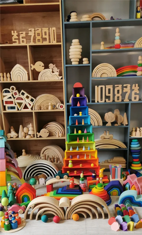 Wooden Rainbow Arch Stacker - toytofun
